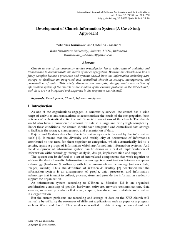 (PDF) Development of Church Information System (A Case Study Approach