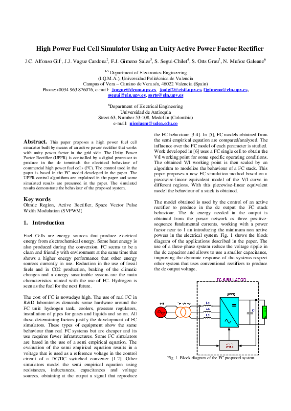 (PDF) High Power Fuel Cell Simulator Using an Unity Active Power Factor Rectifier