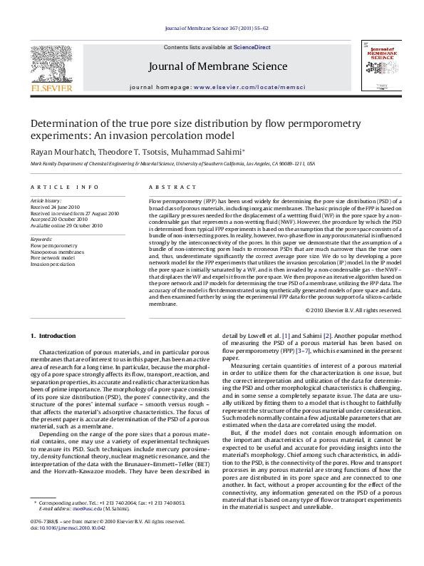(PDF) Determination of the true pore size distribution by flow ...