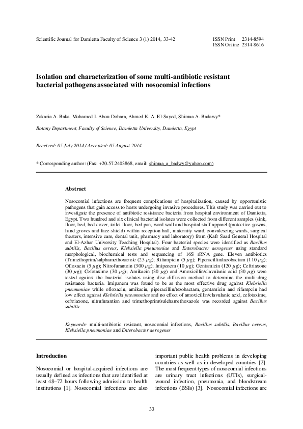 (PDF) Isolation and characterization of some multi-antibiotic resistant bacterial pathogens ...