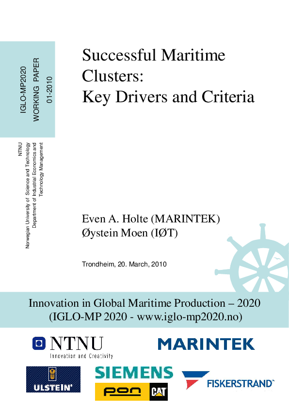 (PDF) Successful Maritime Clusters: Key Drivers and Criteria