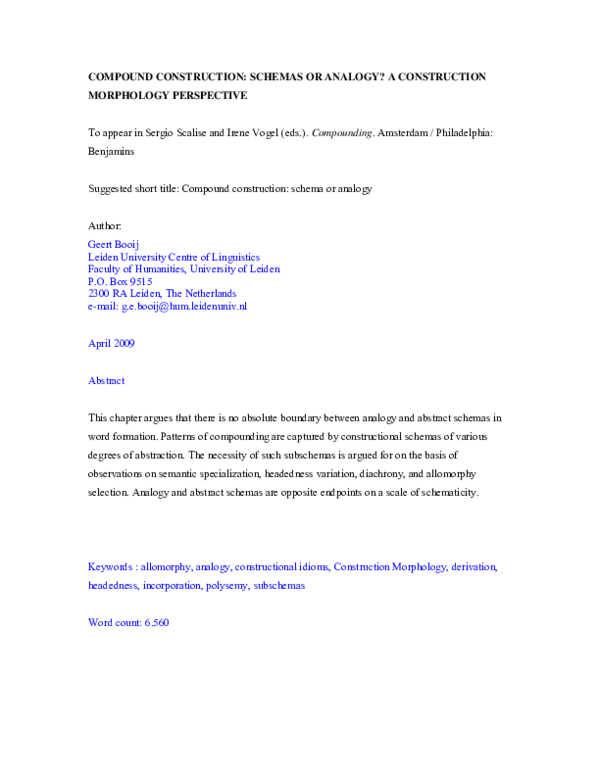 (PDF) Compound construction: Schemas or analogy?: A construction ...