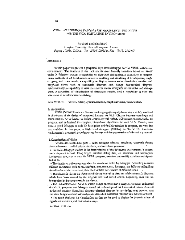 (PDF) VHdbx: an X window system based high-level debugger for the VHDL simulation environment ...