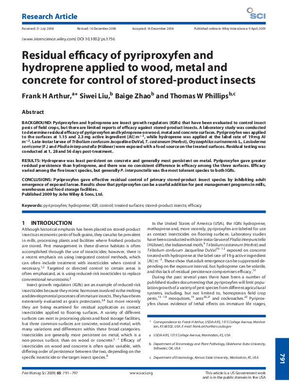 (PDF) Residual efficacy of pyriproxyfen and hydroprene applied to wood ...