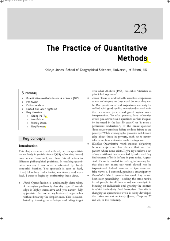 (PDF) The practice of quantitative methods