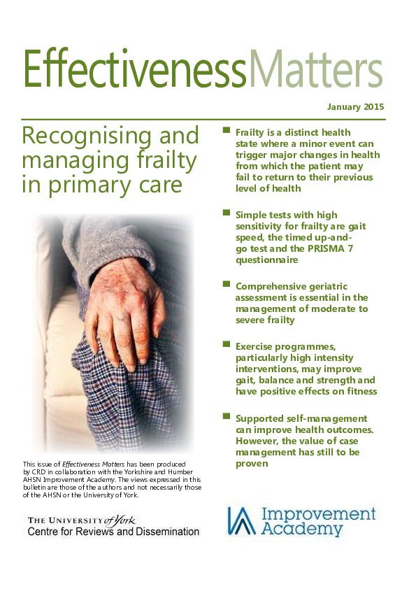 (PDF) Recognising and managing frailty in primary care