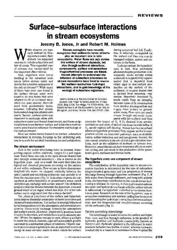 (PDF) Surface-subsurface interactions in stream ecosystems