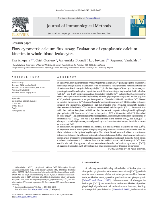 (PDF) Flow cytometric calcium flux assay: Evaluation of cytoplasmic ...