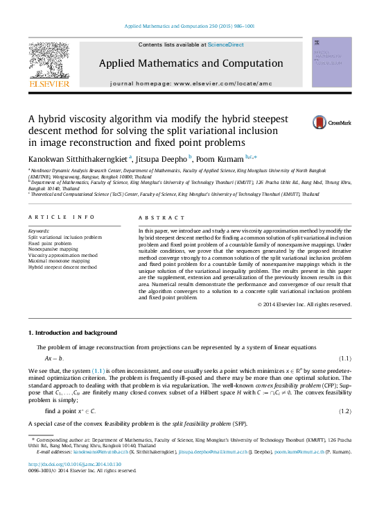Pdf A Hybrid Viscosity Algorithm Via Modify The Hybrid Steepest Descent Method For Solving The