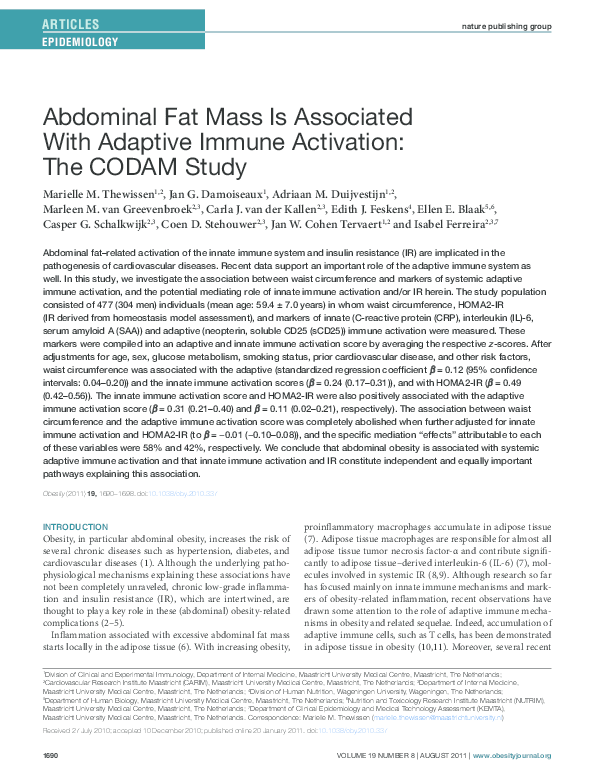 (PDF) Abdominal Fat Mass Is Associated With Adaptive Immune Activation ...
