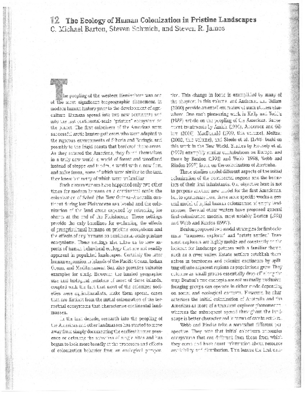 (PDF) The ecology of colonization in pristine landscapes.