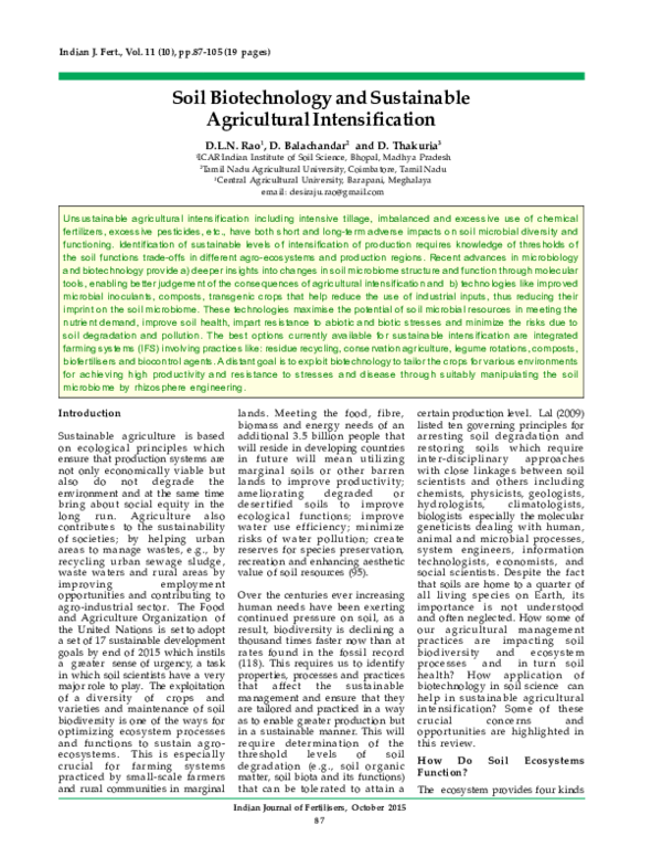 (PDF) Soil biotechnology and sustainable agriculture
