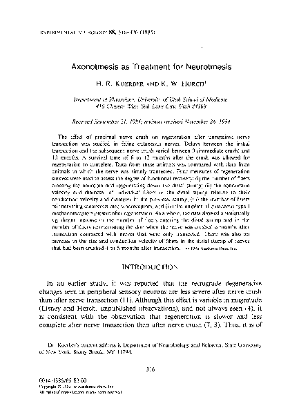 (PDF) Axonotmesis as treatment for neurotmesis | H. Koerber - Academia.edu