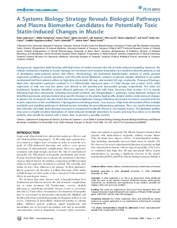 (PDF) A Systems Biology Strategy Reveals Biological Pathways and Plasma ...