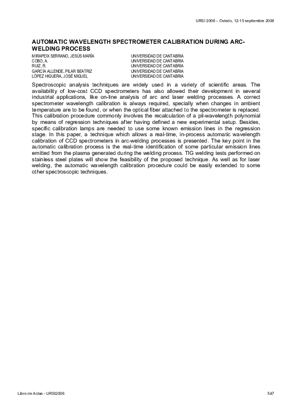 (PDF) Automatic wavelength spectrometer calibration during arc-welding ...