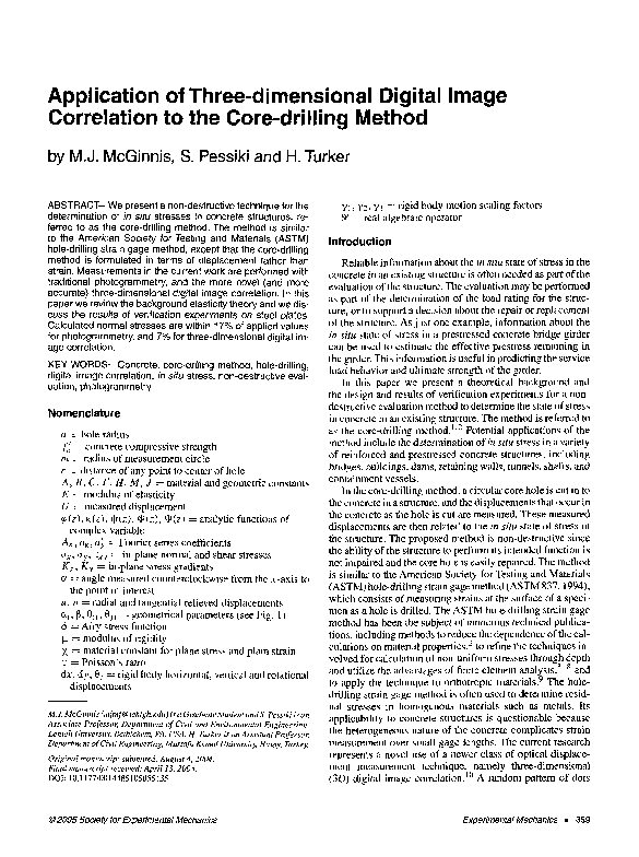 (PDF) Application of three-dimensional digital image correlation to the core-drilling method