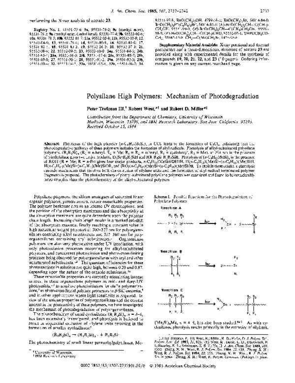 (PDF) Polysilane high polymers: mechanism of photodegradation