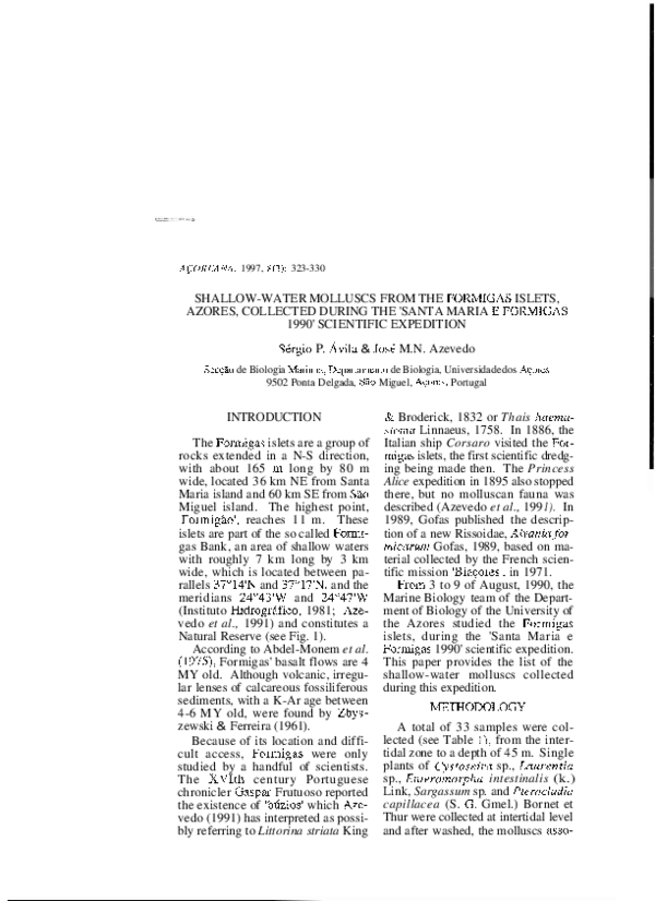 (PDF) Shallow-Water Molluscs From the Formigas Islets, Azores ...