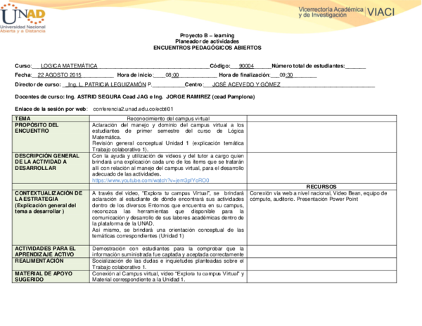 (PDF) Proyecto B – learning Planeador de actividades ENCUENTROS PEDAGÓGICOS ABIERTOS