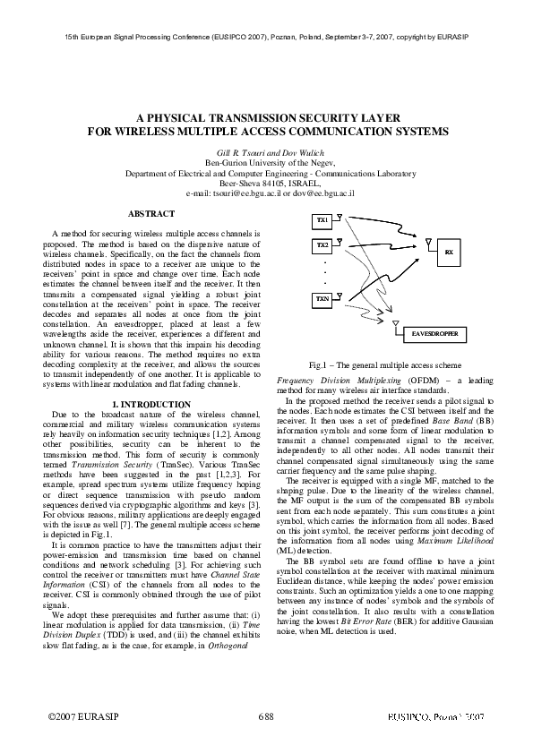 (PDF) A Physical Transmission Security Layer for Wireless Multiple ...