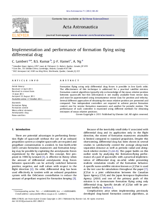 (PDF) Implementation and performance of formation flying using ...