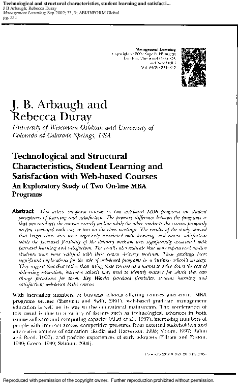 (PDF) Technological and structural characteristics, student learning and satisfaction with web ...