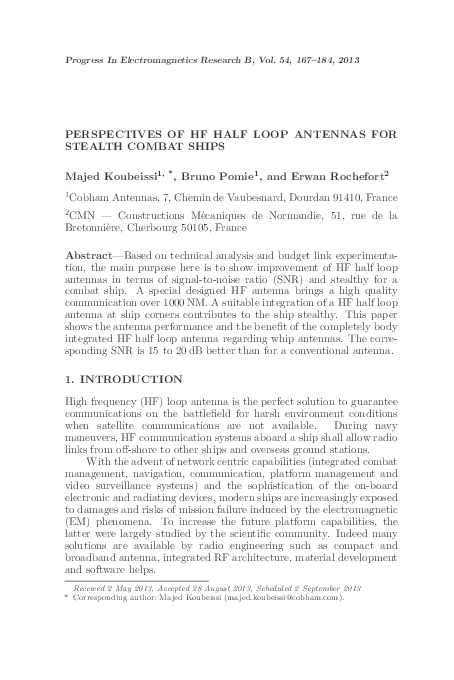 (PDF) Perspectives of HF Half Loop Antennas for Stealth Combat Ships