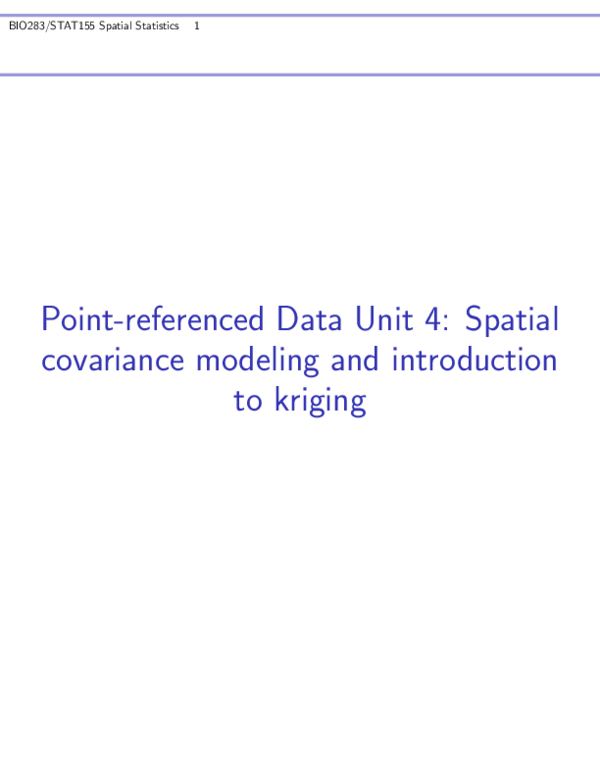 Pdf Point Referenced Data Unit 4 Spatial Covariance Modeling And