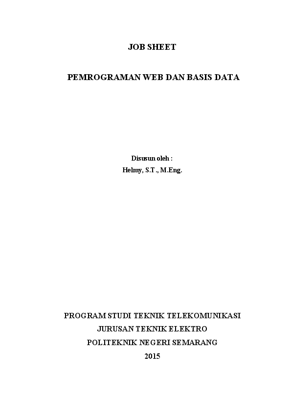 (PDF) Job Sheet Pemrograman Web dan Basis Data 2015