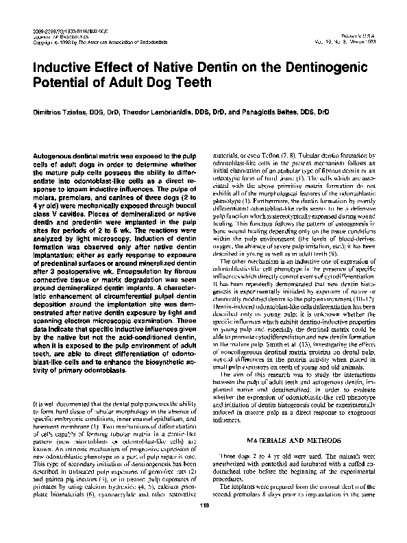(PDF) Inductive effect of native dentin on the dentinogenic potential ...