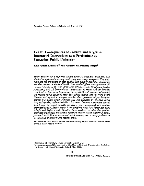 (PDF) Health Consequences of Positive and Negative Interracial ...
