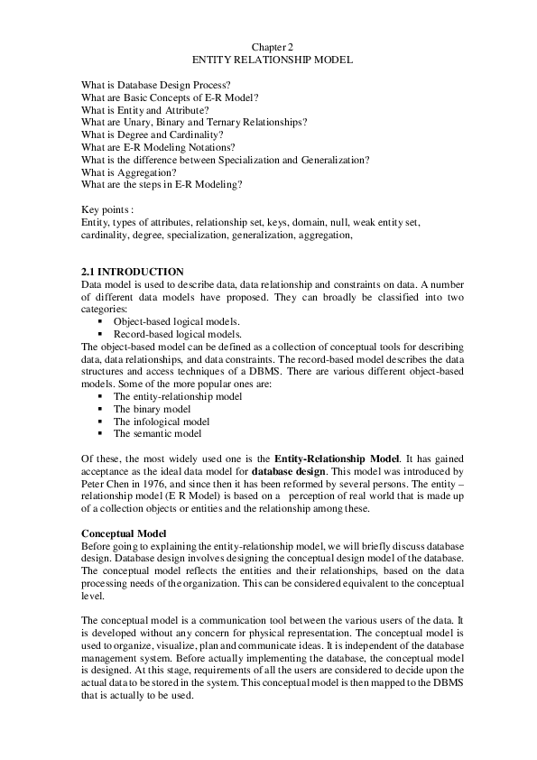 (PDF) Chapter 2 ENTITY RELATIONSHIP MODEL