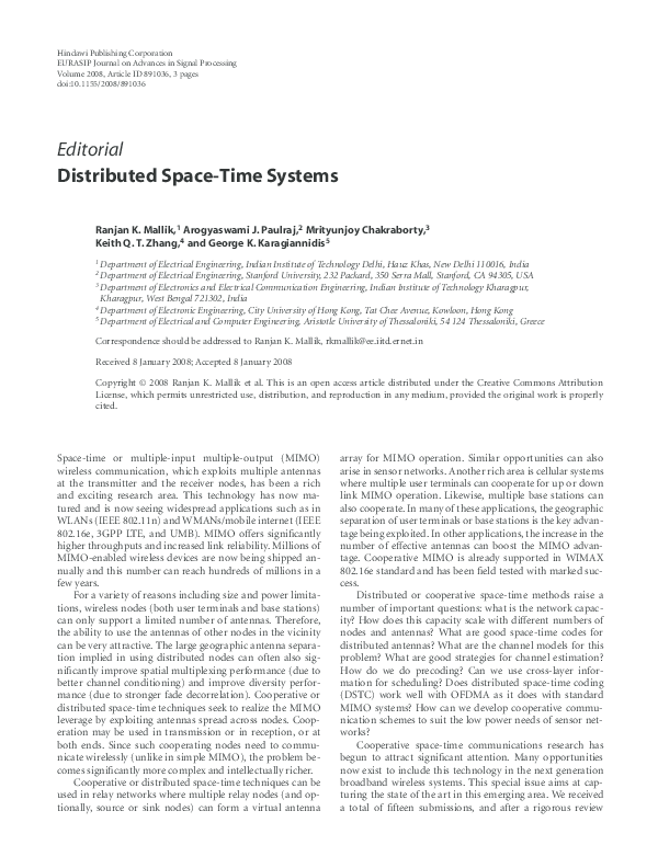 (PDF) Distributed Space-Time Systems