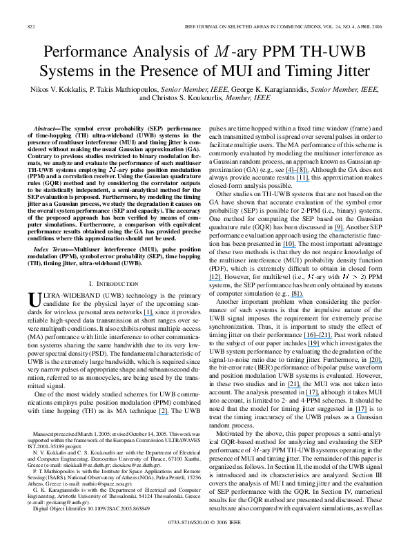 (PDF) Capacity performance analysis of M-ary PPM TH-UWB systems in the presence of narrowband ...