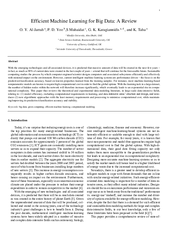 (PDF) Efficient Machine Learning for Big Data: A Review