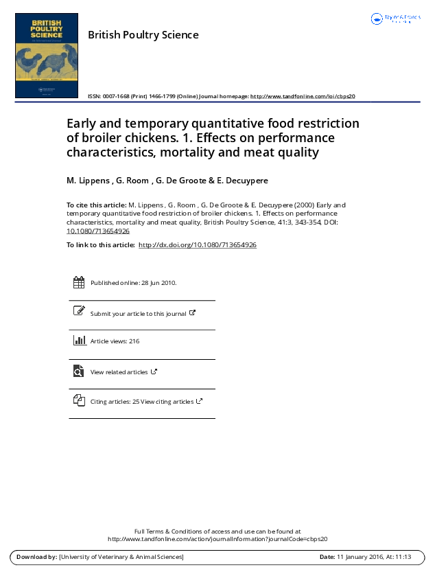 (PDF) British Poultry Science Early and temporary quantitative food ...