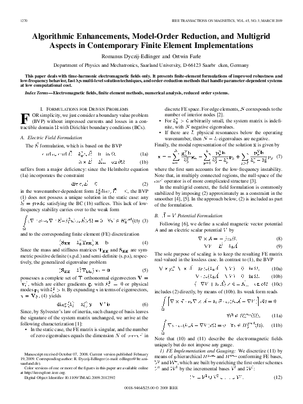 (PDF) Algorithmic Enhancements, Model-Order Reduction, and Multigrid Aspects in Contemporary ...