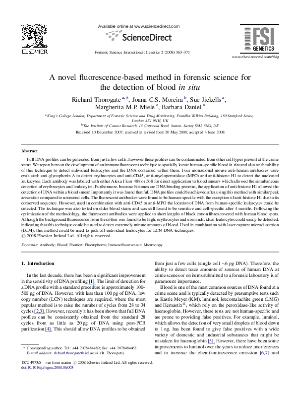 (PDF) A novel fluorescence-based method in forensic science for the ...
