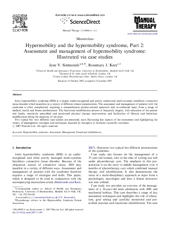 (PDF) Hypermobility and the hypermobility syndrome, Part 2: Assessment ...
