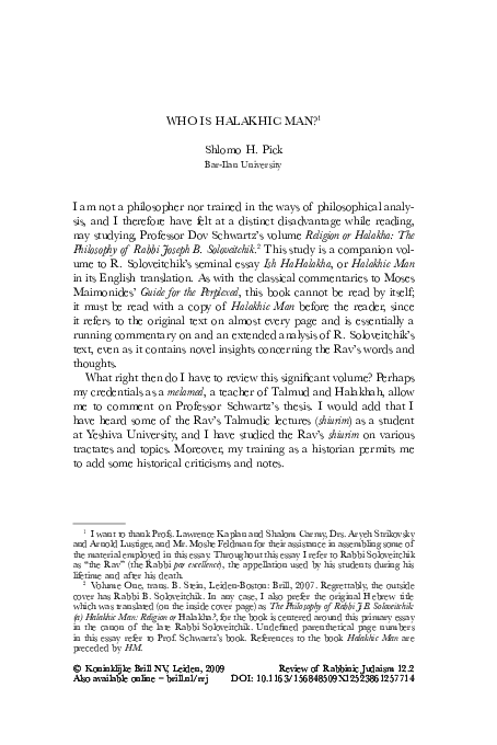 (PDF) WHO IS HALAKHIC MAN?1