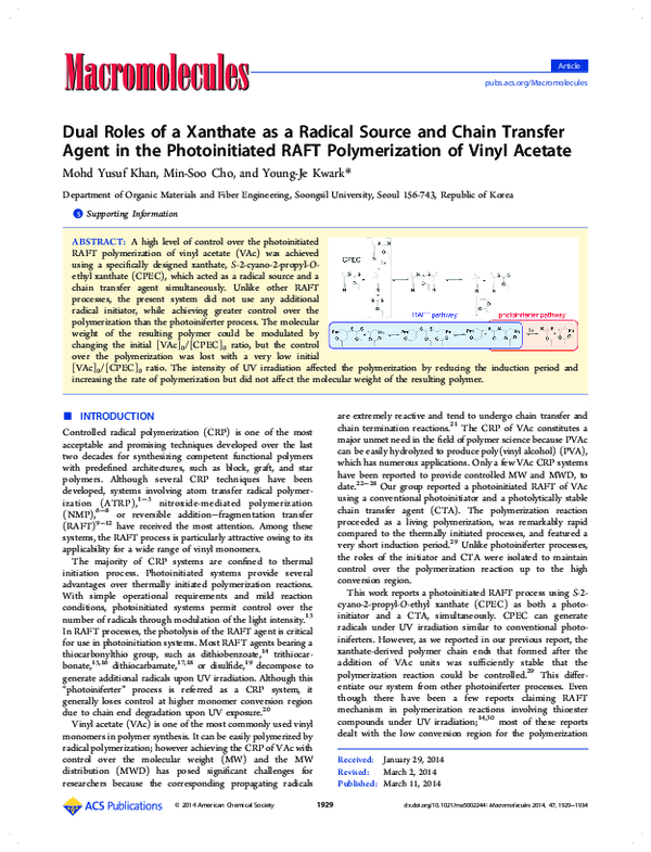 (PDF) Dual Roles of a Xanthate as a Radical Source and Chain Transfer ...