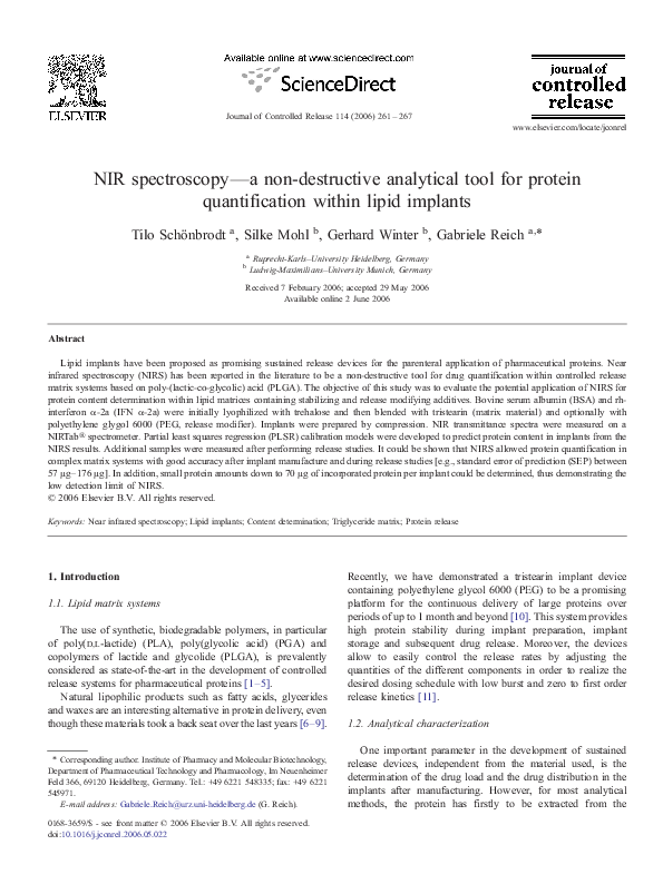(PDF) NIR spectroscopy—a non-destructive analytical tool for protein ...