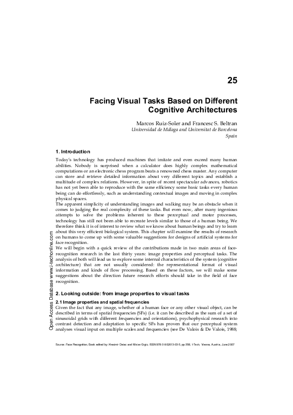 (PDF) Facing Visual Tasks Based on Different Cognitive Architectures