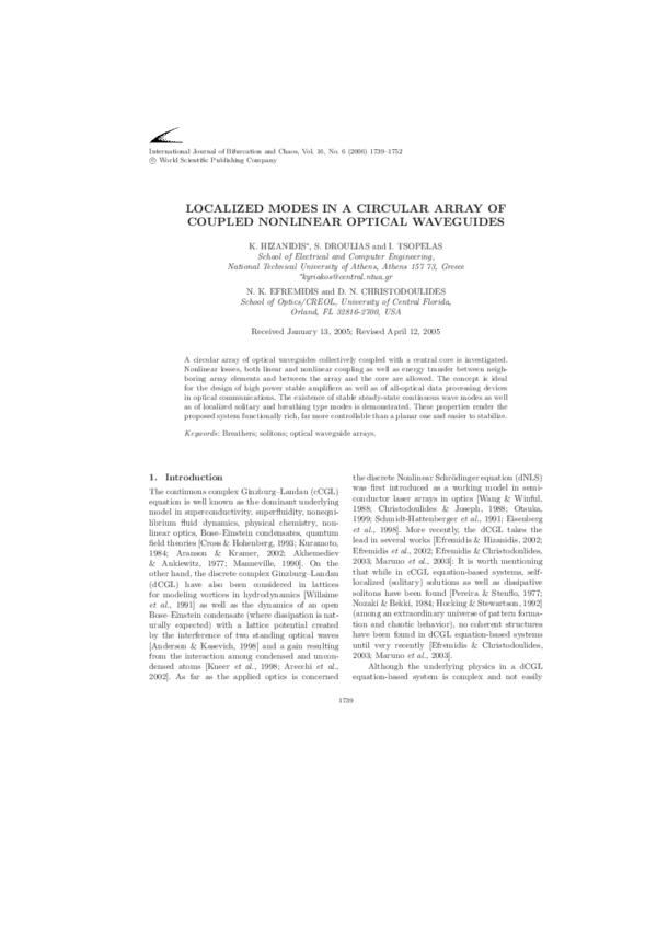 (PDF) Localized Modes in a Circular Array of Coupled Nonlinear Optical Waveguides | Kyriakos ...