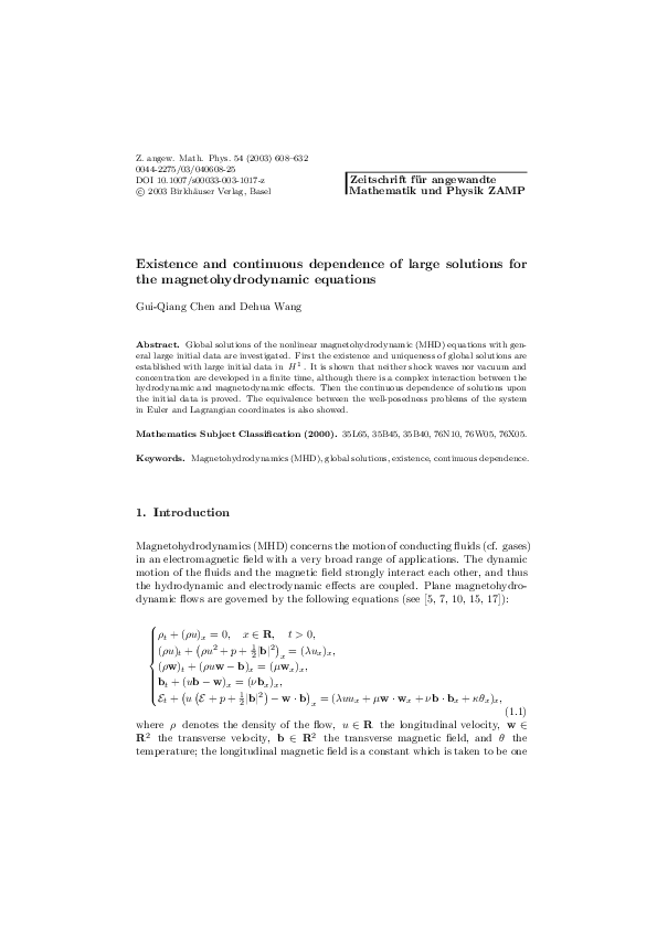 Pdf Existence And Continuous Dependence Of Large Solutions For The