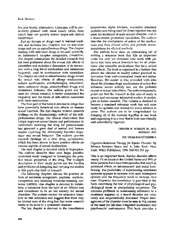 (PDF) Cognitive–behavioral therapy for bipolar disorder | Warren ...