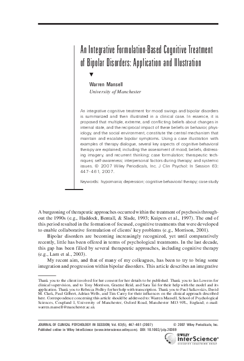 (PDF) An integrative formulation-based cognitive treatment of bipolar ...