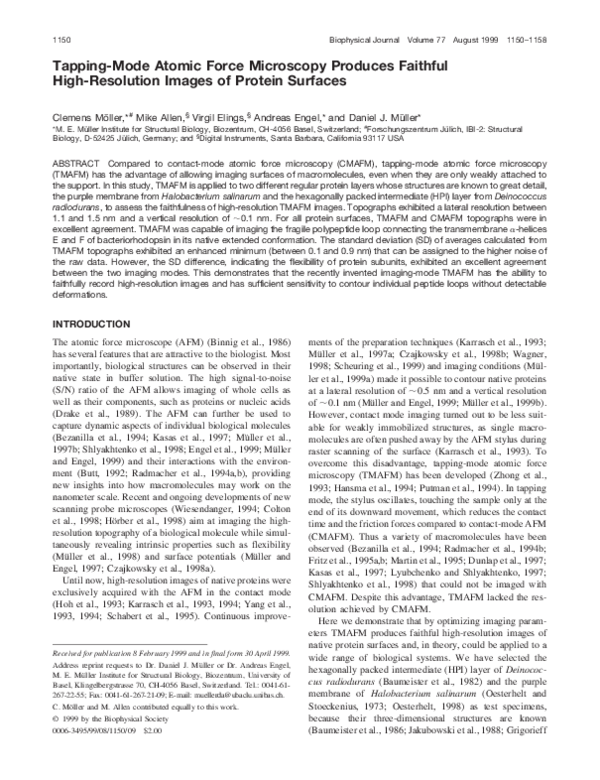 (PDF) Tapping-Mode Atomic Force Microscopy Produces Faithful High-Resolution Images of Protein ...
