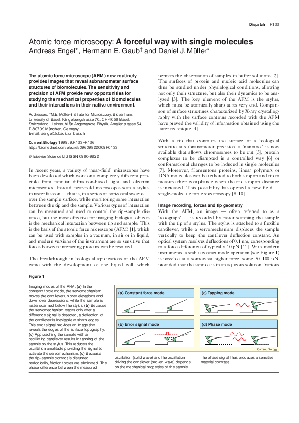 (PDF) Atomic force microscopy: A forceful way with single molecules ...
