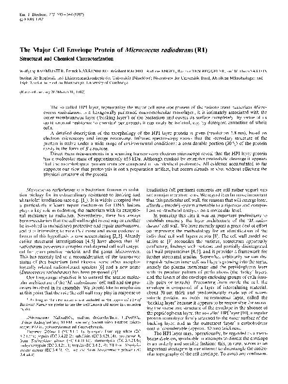 (PDF) Proteolysis of the major cell envelope protein of Deinococcus ...